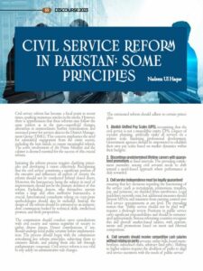 Civil Service Reform in Pakistan: Some Principles