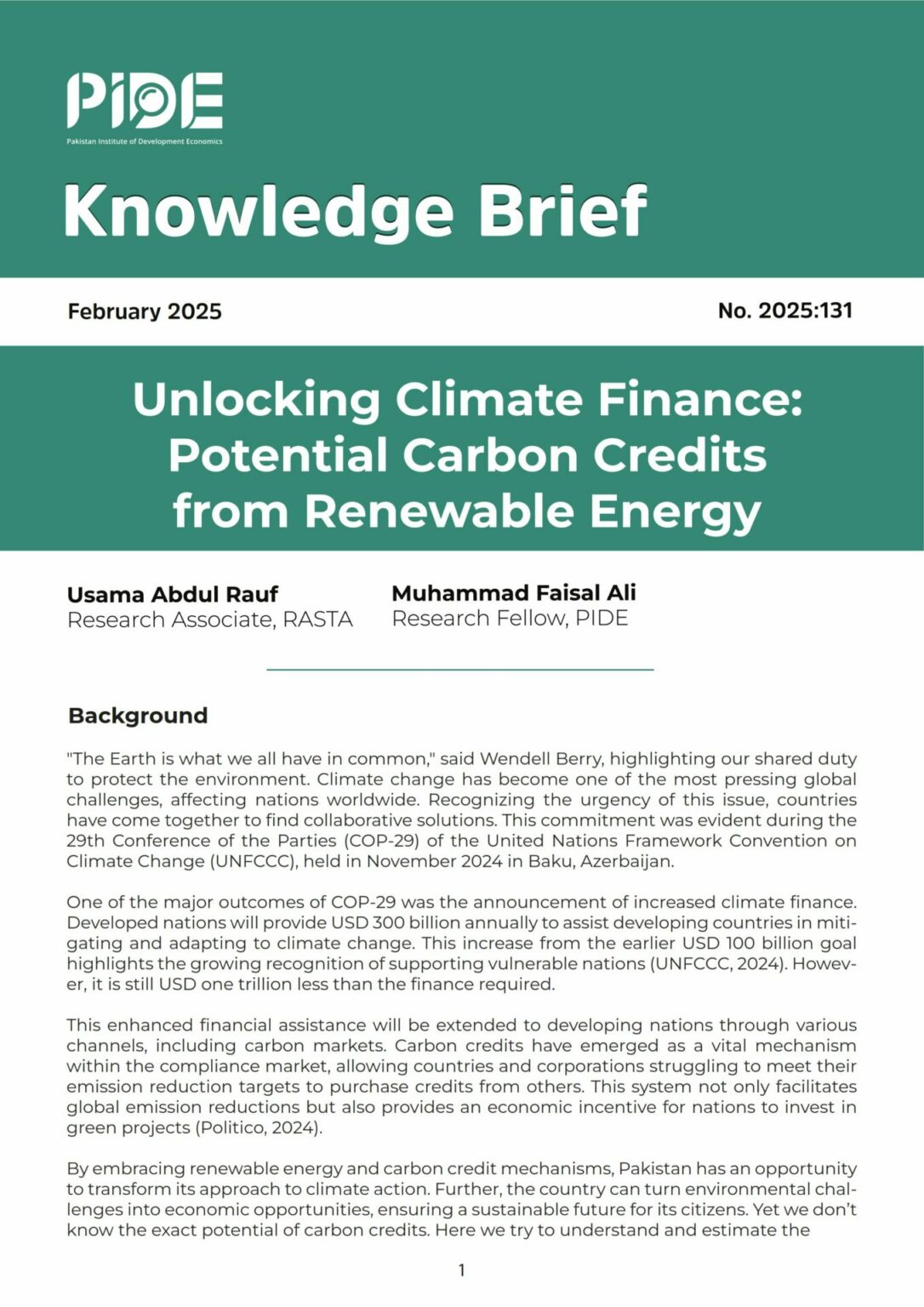 Unlocking Climate Finance: Potential Carbon Credits from Renewable Energy