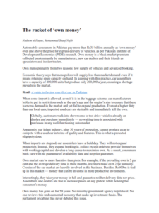 The racket of ‘own money’