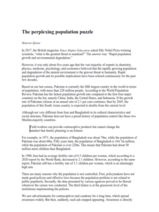 The perplexing population puzzle