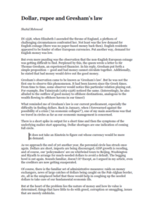 Dollar, rupee and Gresham’s law - PIDE - Pakistan's premier economic ...