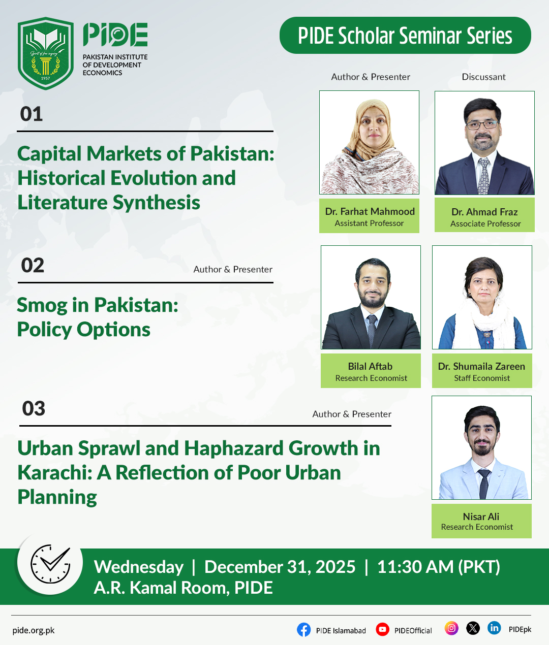 Seminar Series: Capital Markets of Pakistan | Smog in Pakistan | Urban ...
